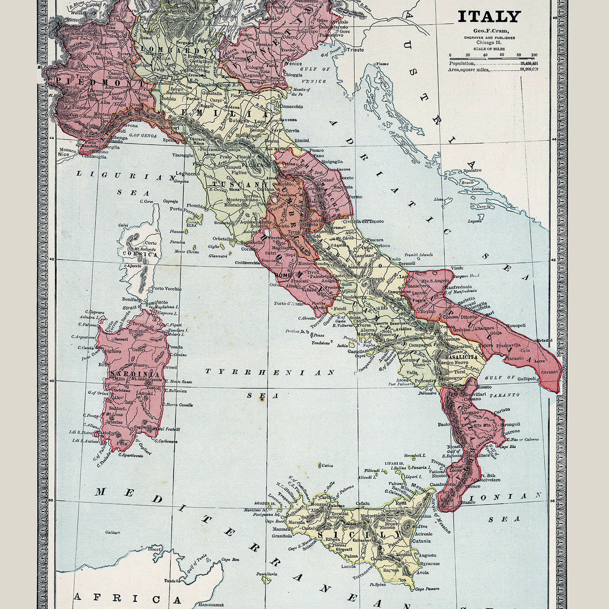 1883 Map of Italy – Genealogical Surveyor