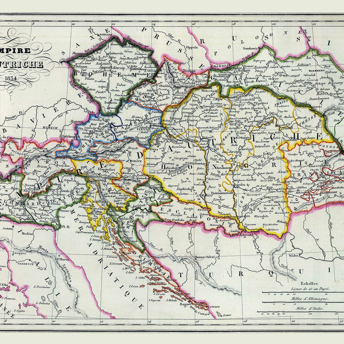 1834 Map of the Austrian Empire – Genealogical Surveyor