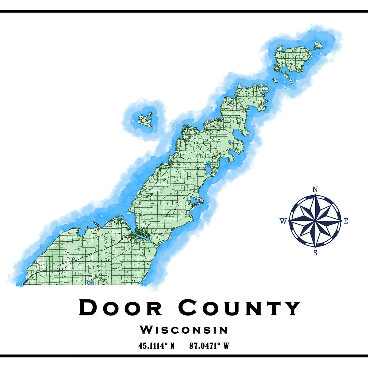Door County Wisconsin Map – Genealogical Surveyor