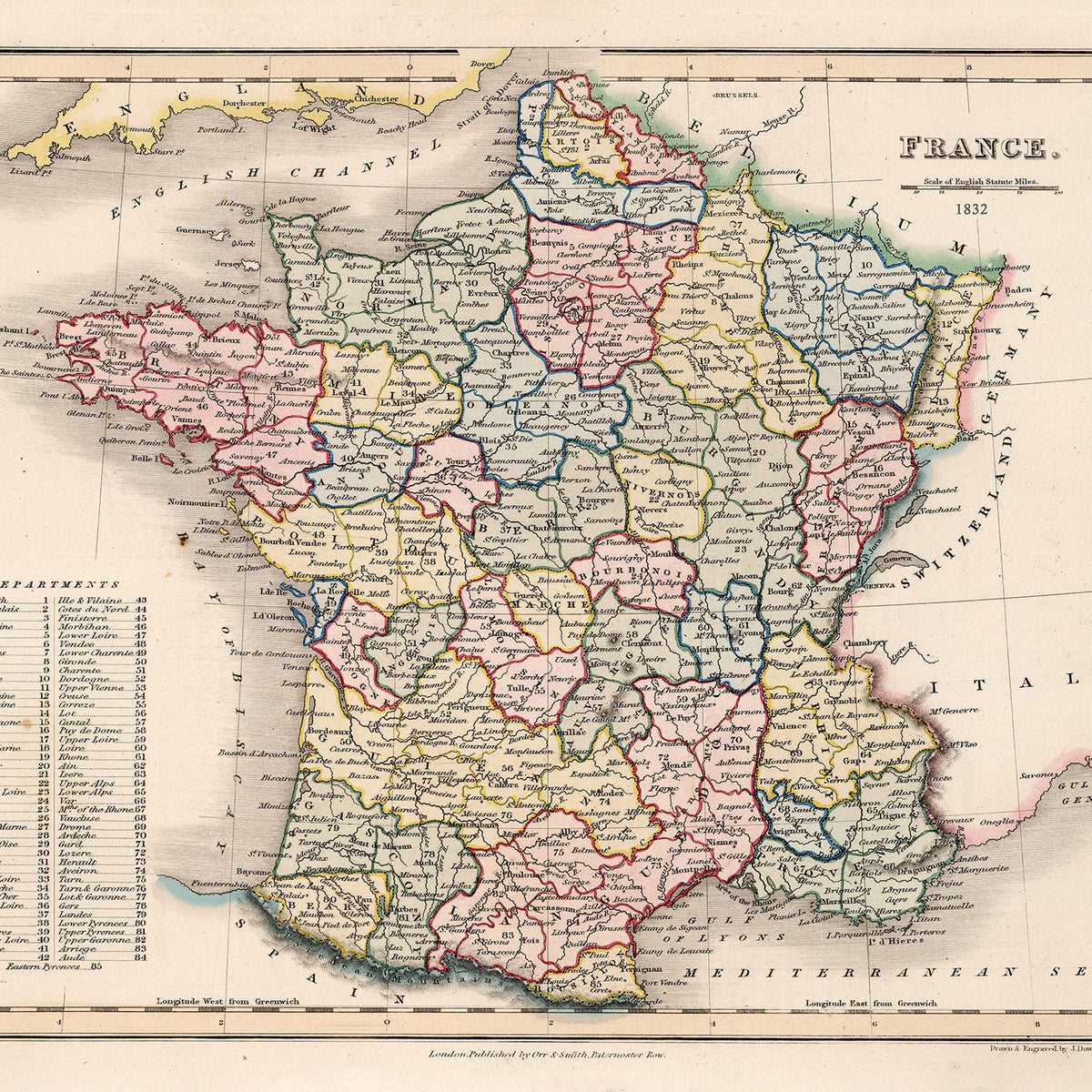 1832 Map of France – Genealogical Surveyor