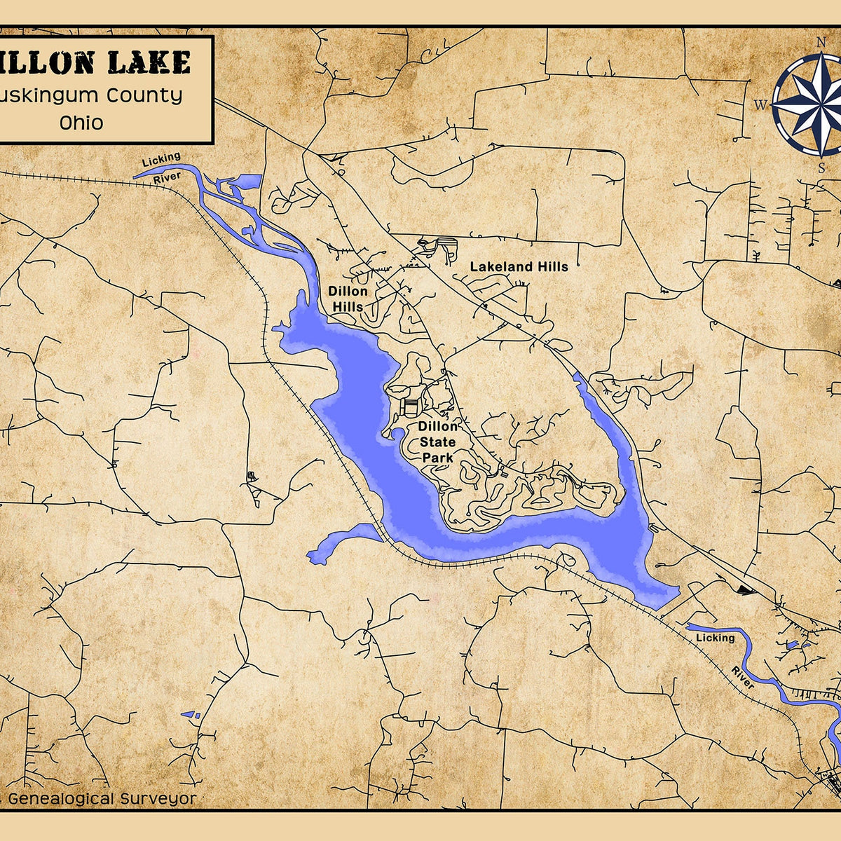 2024 Map of Dillon Lake Ohio – Genealogical Surveyor