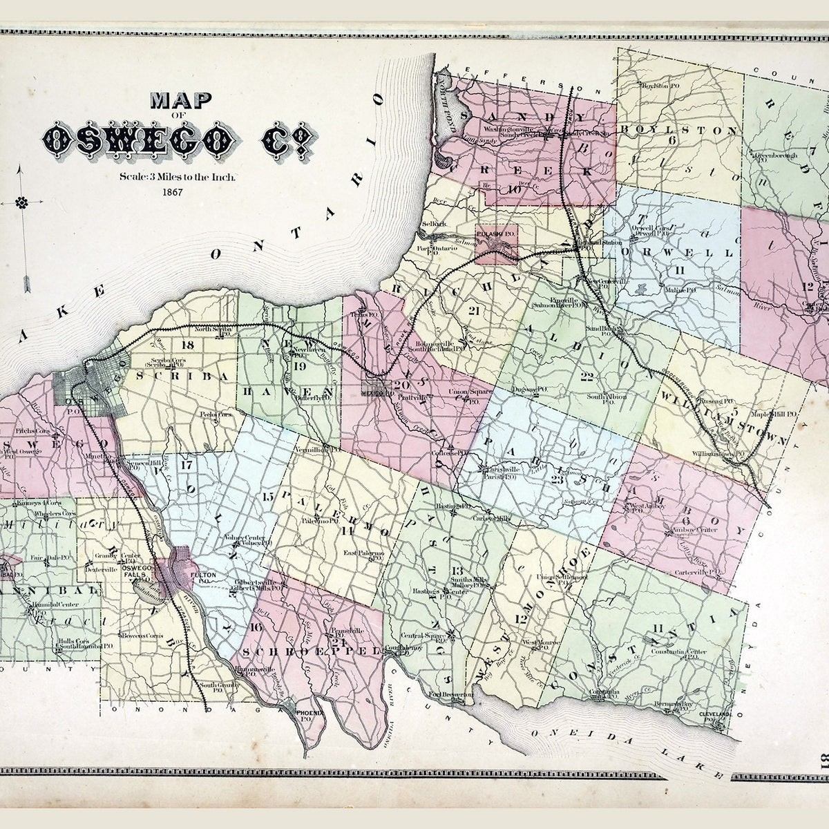 1867 Map of Oswego County New York – Genealogical Surveyor