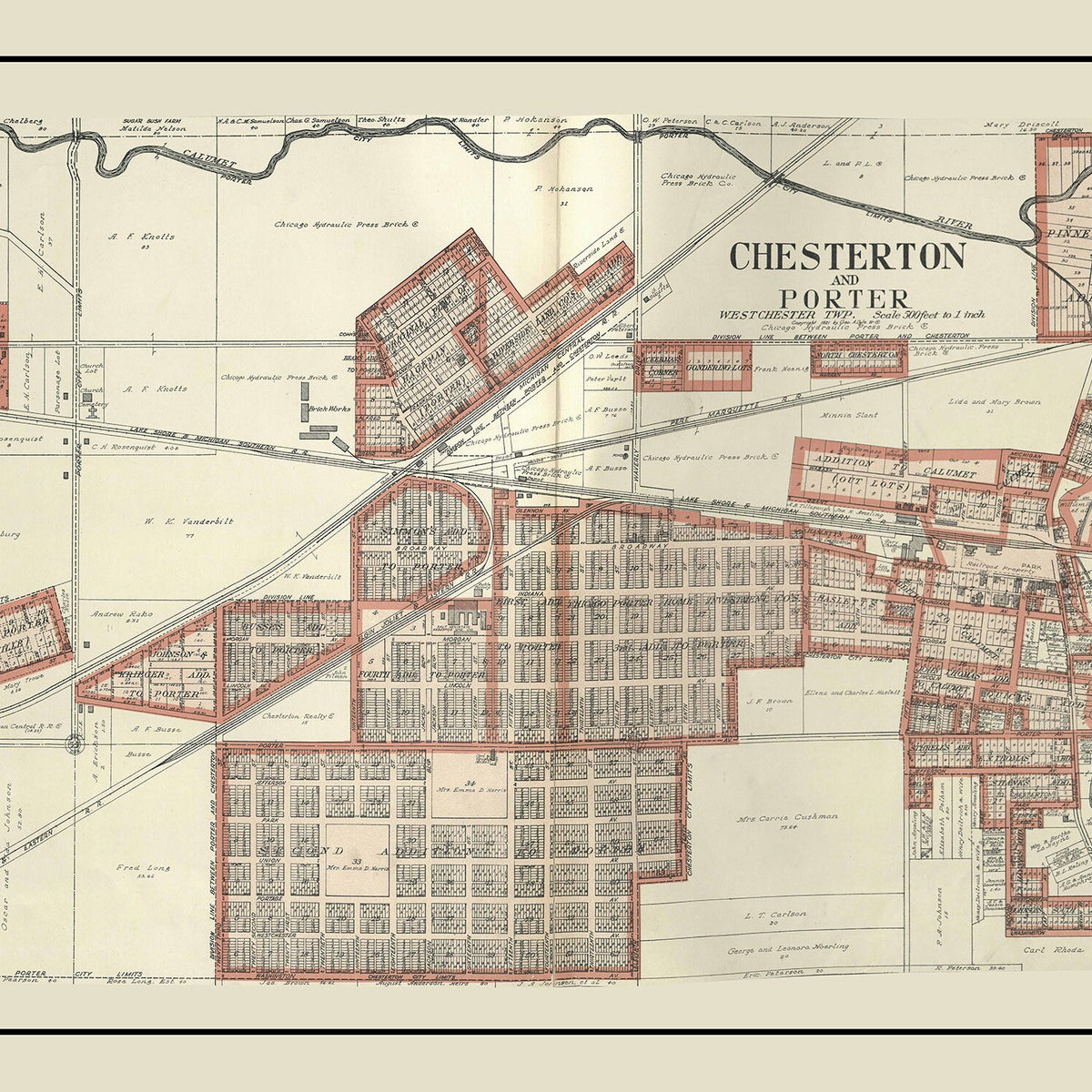 1921 Map of Chesterton and Porter Porter County Indiana – Genealogical ...