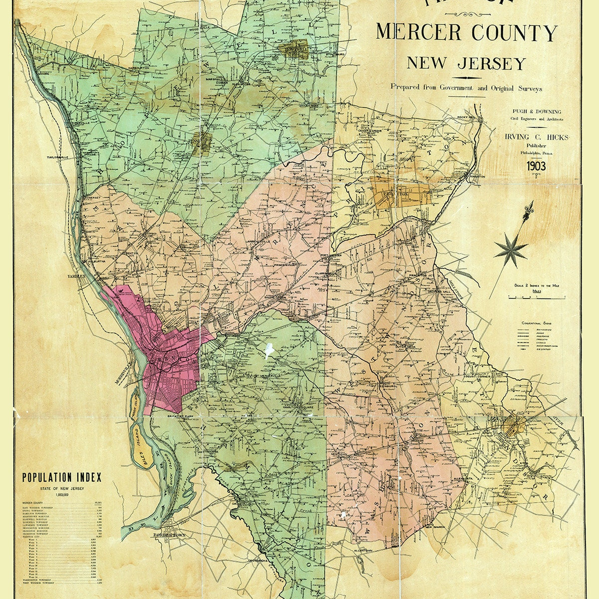 1903 Map of Mercer County New Jersey – Genealogical Surveyor