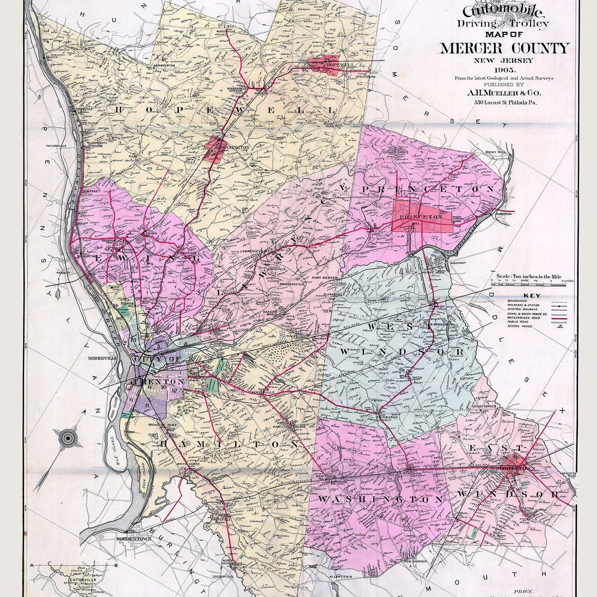 1905 Map of Mercer County New Jersey – Genealogical Surveyor