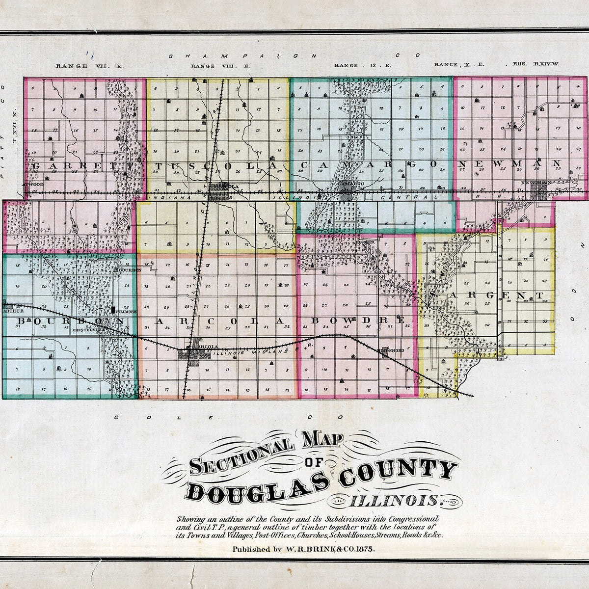 1875 Map of Douglas County Illinois – Genealogical Surveyor