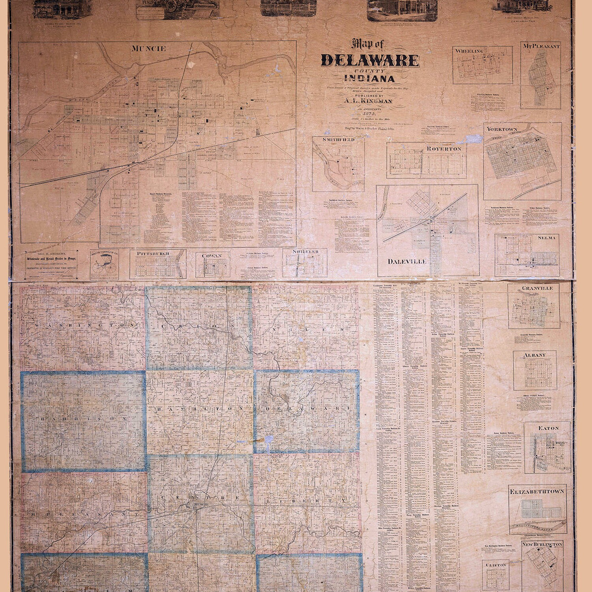 1874 Map of Delaware County Indiana – Genealogical Surveyor