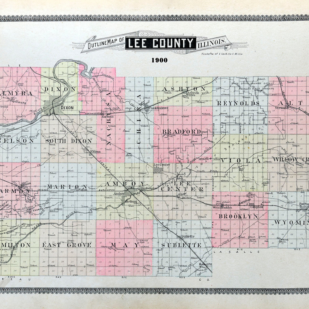 1900 Map of Lee County Illinois – Genealogical Surveyor