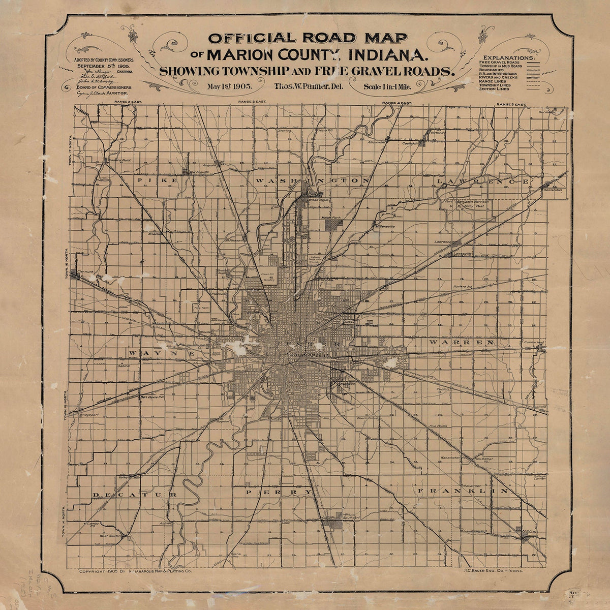 1905 Map of Marion County Indiana – Genealogical Surveyor