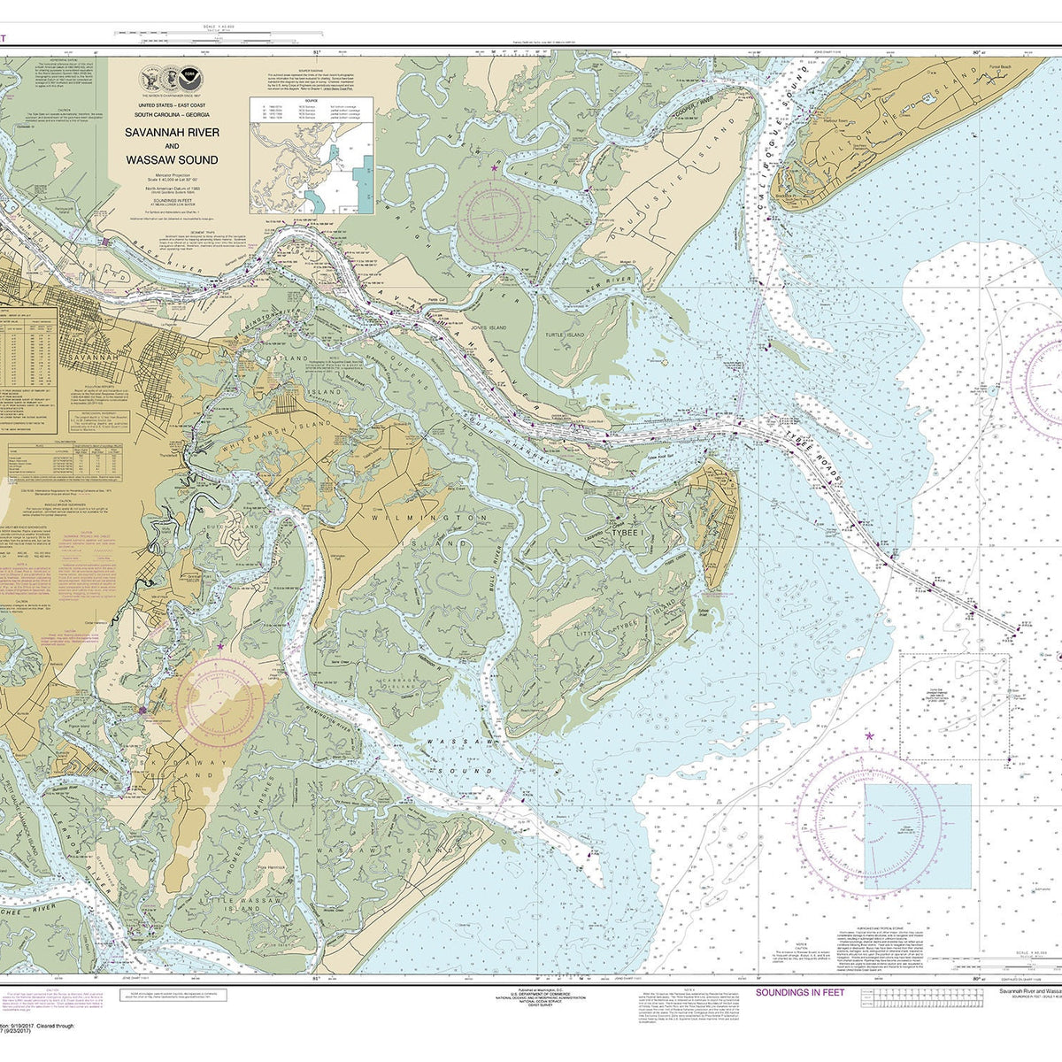 2017 Nautical Chart of Savannah River Georgia and Wassaw Sound Hilton ...