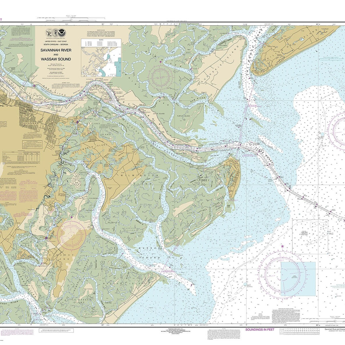 2020 Nautical Chart of Savannah River and Wassaw Sound – Genealogical ...