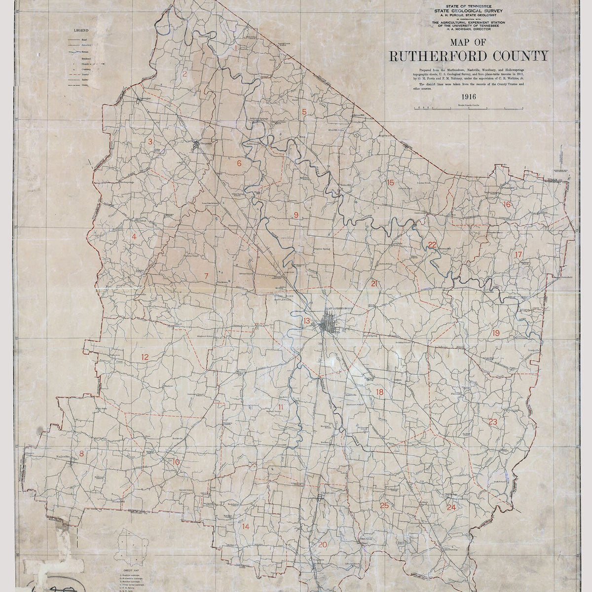 1916 Map of Rutherford County Tennessee – Genealogical Surveyor