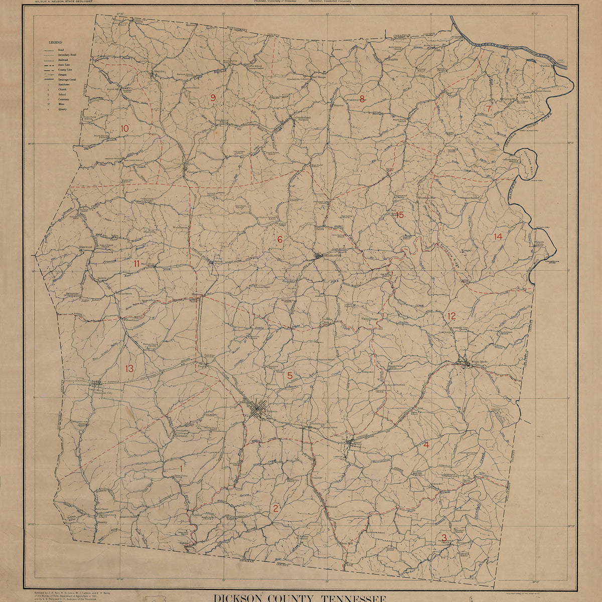 1923 Map of Dickson County Tennessee – Genealogical Surveyor