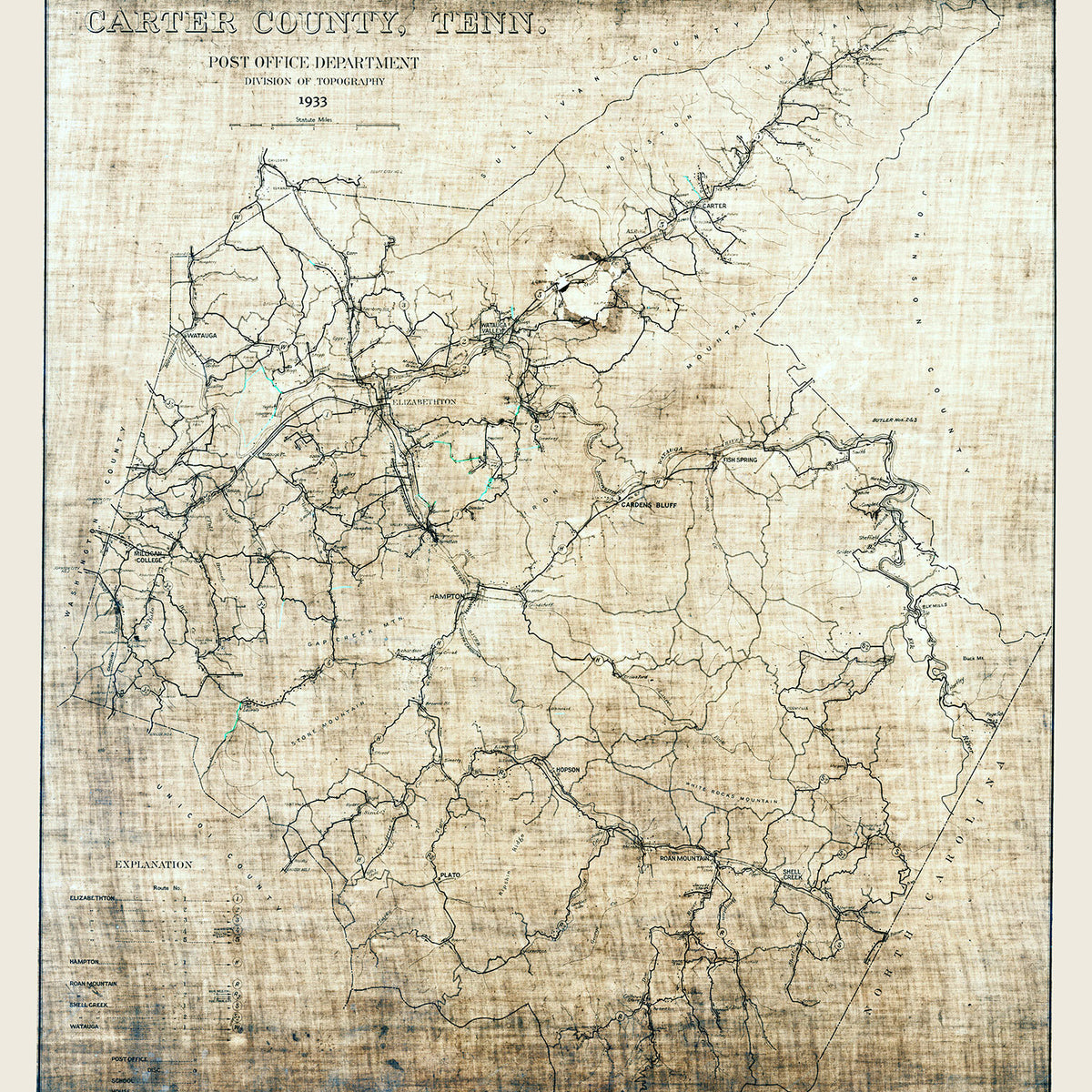 1933 Map of Carter County Tennessee – Genealogical Surveyor