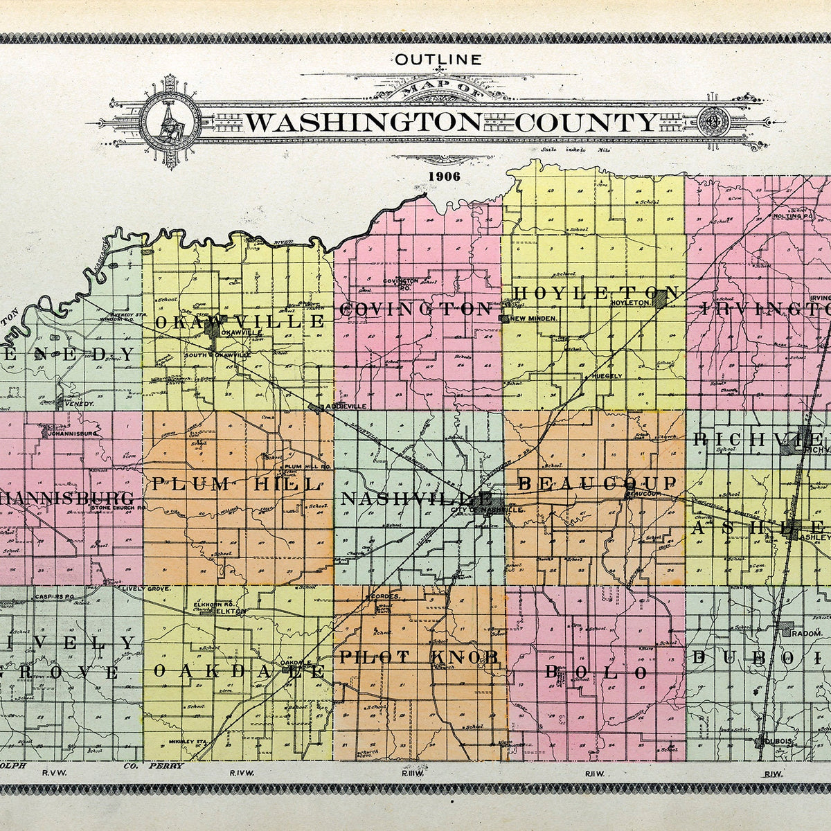 1906 Map of Washington County Illinois – Genealogical Surveyor