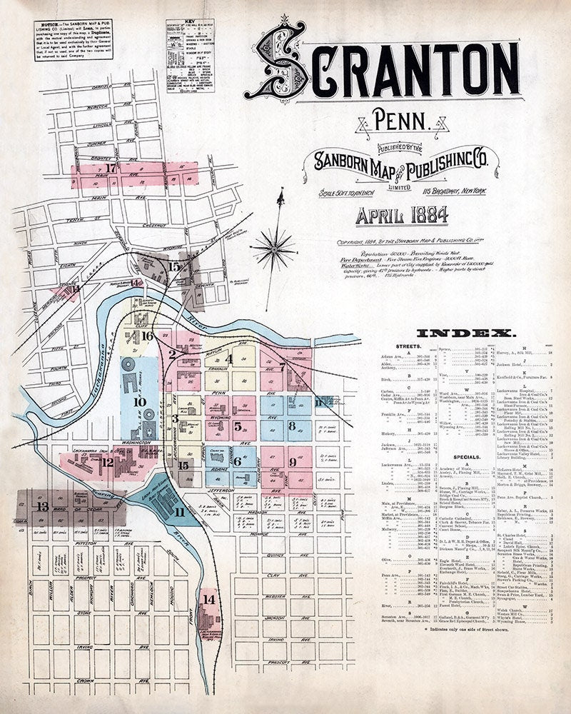 1884 Town Map of Scranton Pennsylvania – Genealogical Surveyor