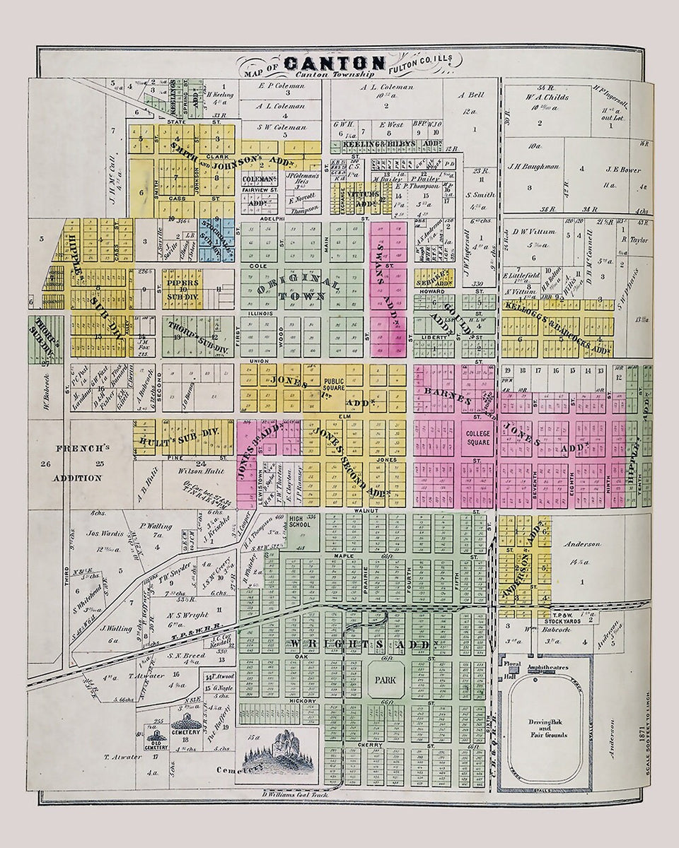1871 Map of Canton Fulton County Illinois – Genealogical Surveyor