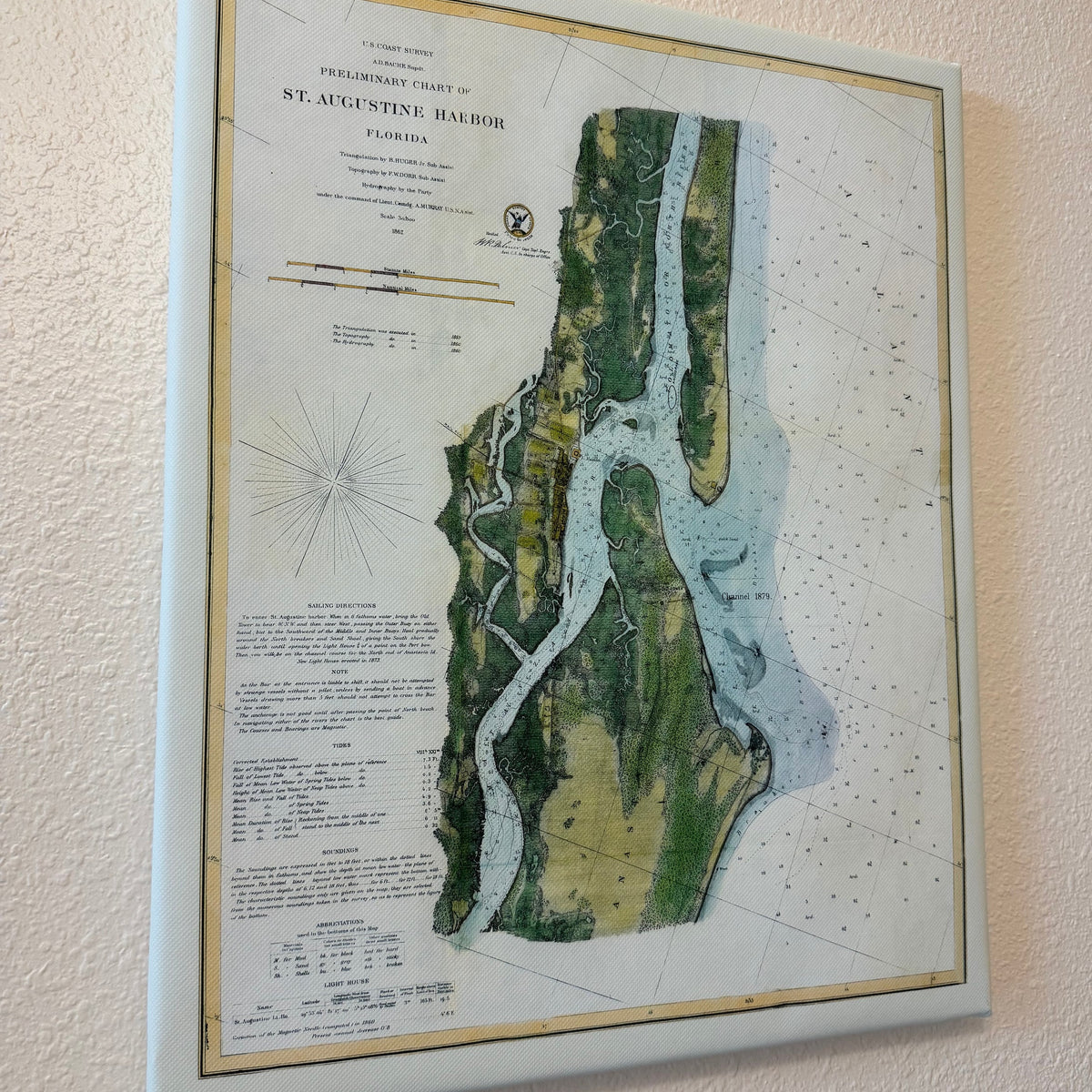 1862 Map of Saint Augustine Harbor Inlet and Islands Florida Framed ...