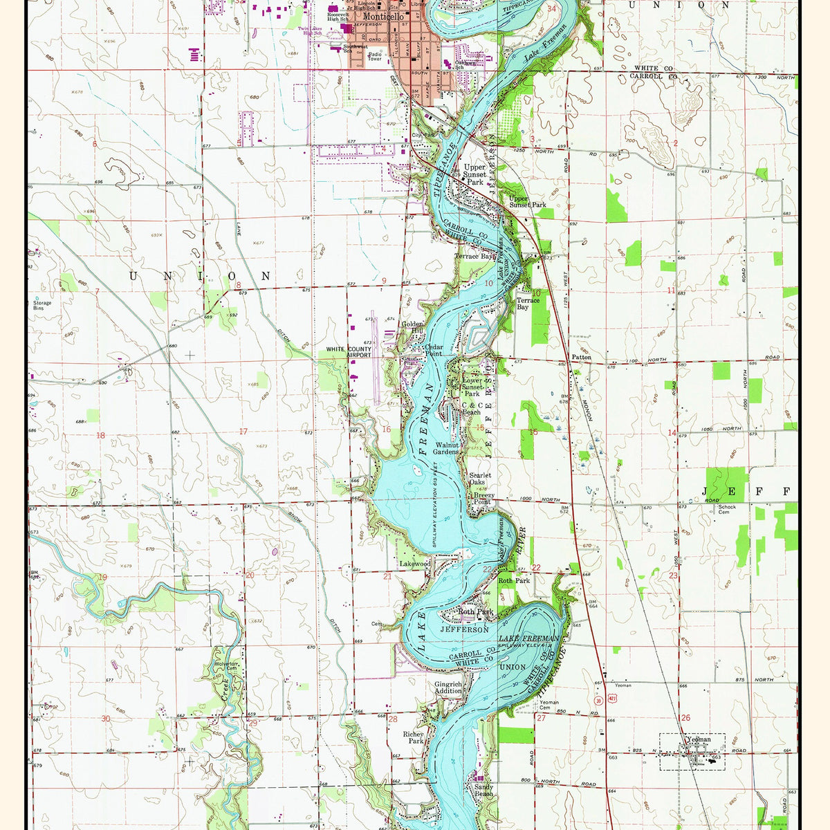 1980 Map of Lake Freeman Indiana – Genealogical Surveyor