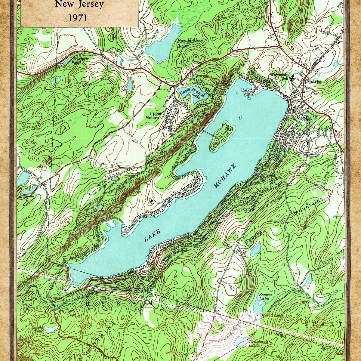 1971 Map of Lake Mohawk Sussex County New Jersey – Genealogical Surveyor