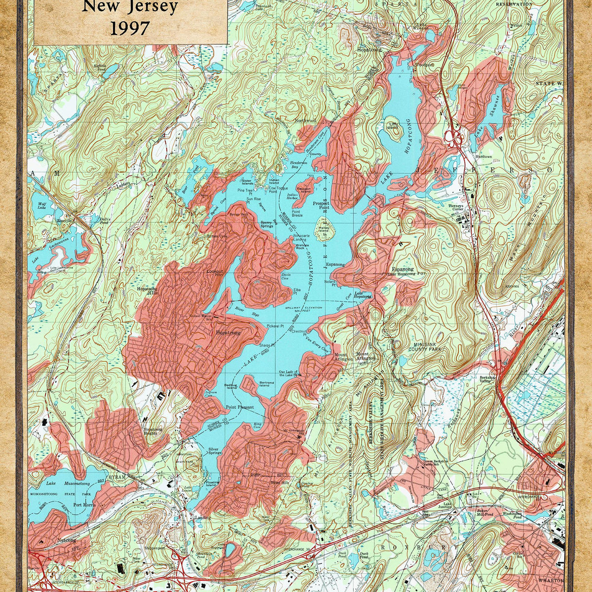 1997 Map of Lake Hopatcong New Jersey – Genealogical Surveyor