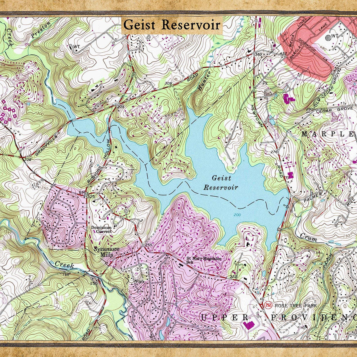 1999 Map of Geist Reservoir Delaware County Pennsylvania – Genealogical ...