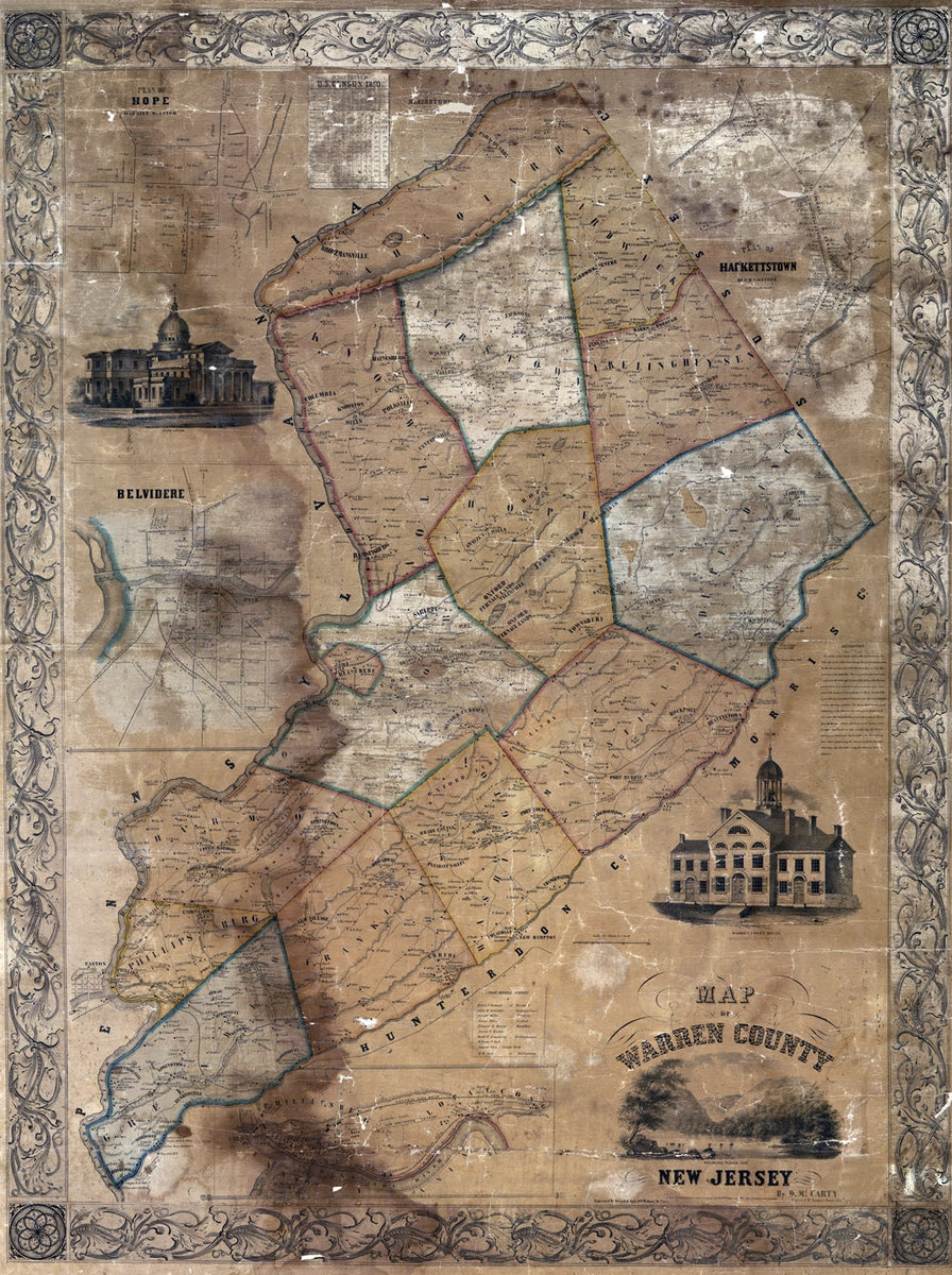 1852 Map of Warren County New Jersey – Genealogical Surveyor