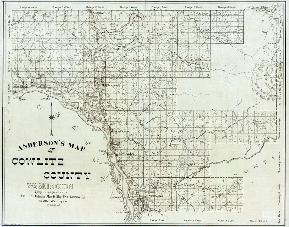 1897 Map of Cowlitz County Washington – Genealogical Surveyor