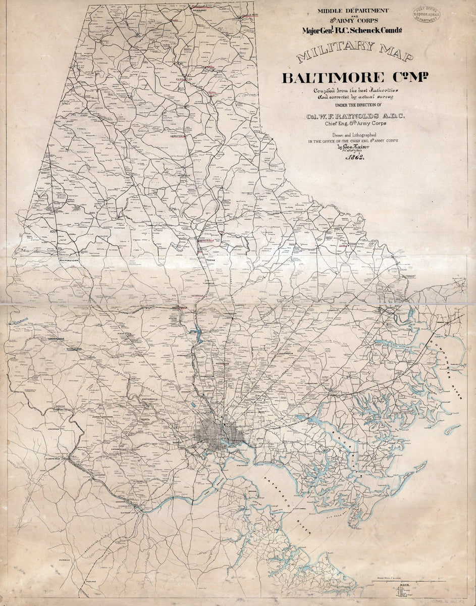 1863 Military Map of Baltimore County Maryland – Genealogical Surveyor