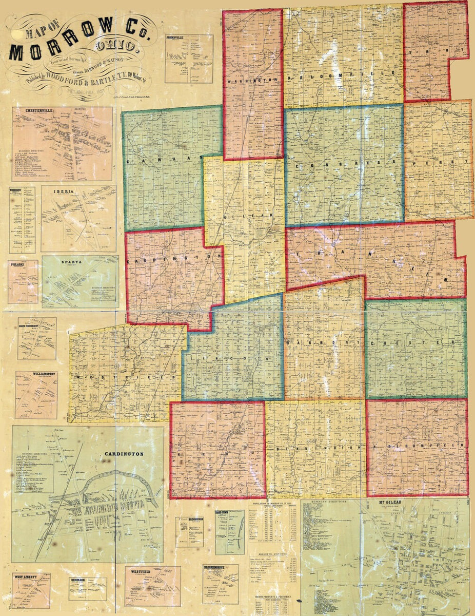 1857 Farm Line Map of Morrow County Ohio Mt Gilead – Genealogical Surveyor