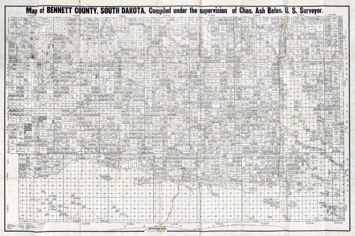 1910 Farm Line Map of Bennett County South Dakota – Genealogical Surveyor