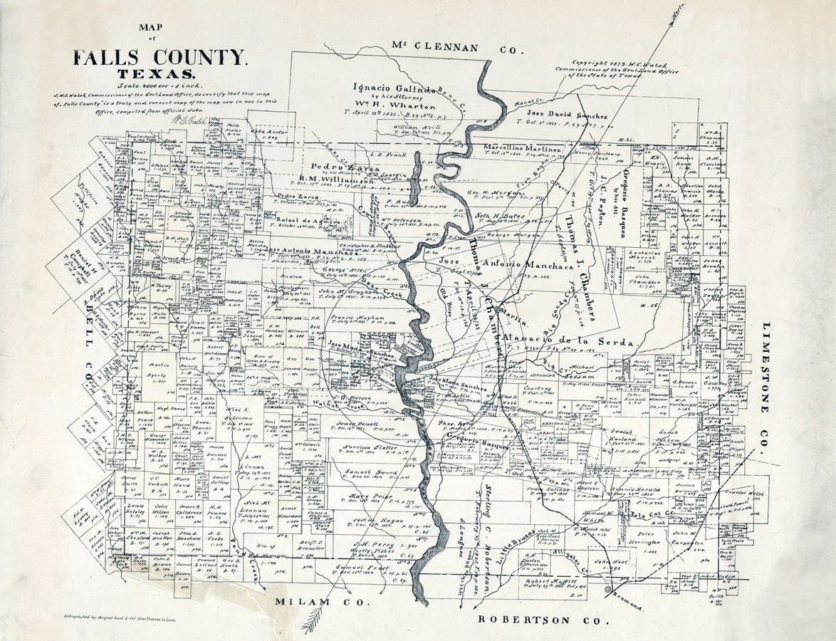 1879 Farm Line Map of Falls County Texas – Genealogical Surveyor
